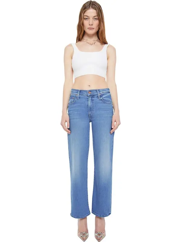 MOTHER The Mid Rise Rambler Zip Ankle Jeans - Blue
