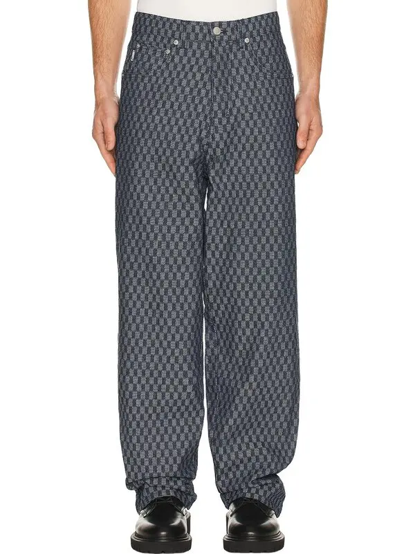 PLEASURES Formula Baggy Jeans - Indigo Checker