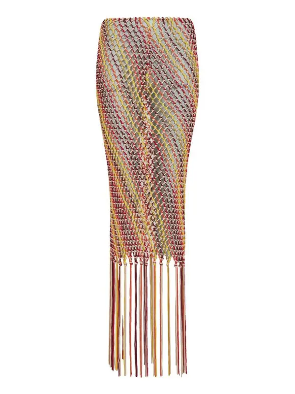 Gabriela Hearst Lycos Fringe Macrame Maxi Skirt - Multi