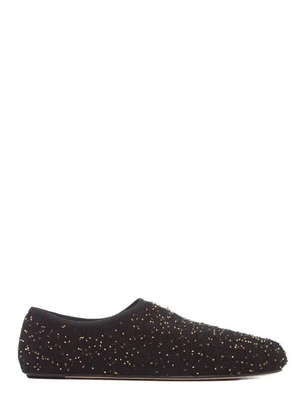 Gabriela Hearst Callie Knit Ballerina Flats - Black/gold