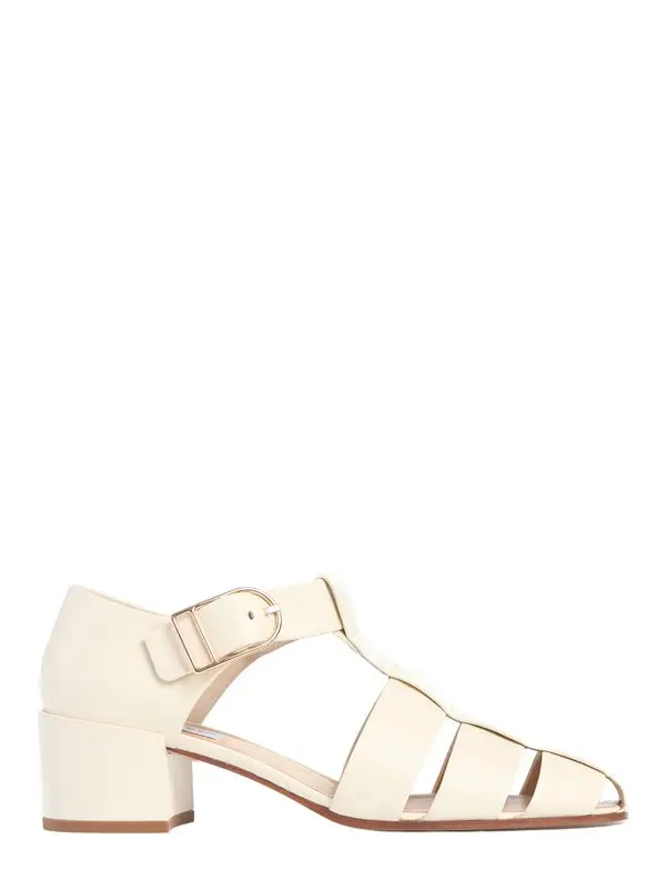 Gabriela Hearst Lyle Nappa Leather Block Heel Pumps - Cream