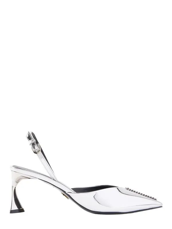Stella McCartney Elsa Embellished Metallic Slingback Pumps - Silver