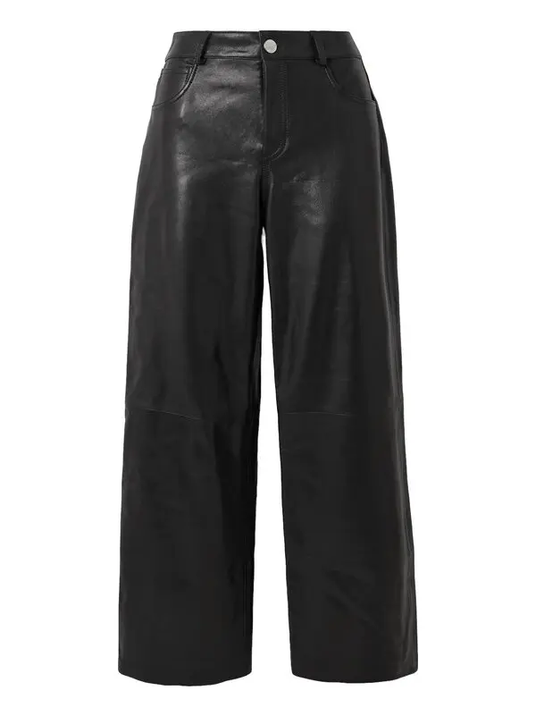 Nour Hammour Milo Paneled Wide-leg Leather Pants - Black