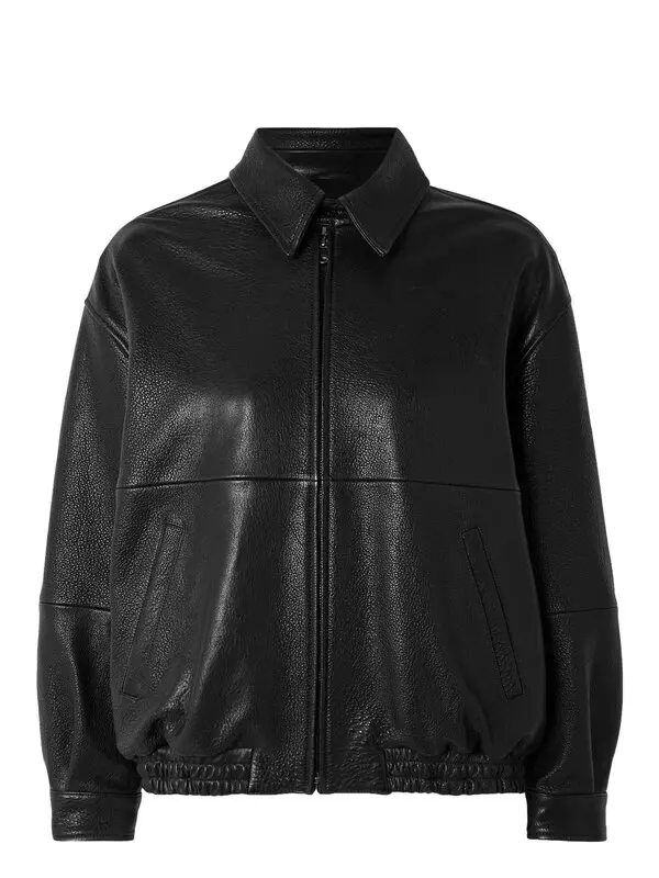 Nour Hammour Doran Paneled Textured-leather Bomber Jacket - Black