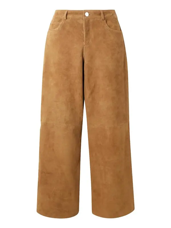 Nour Hammour Milo Paneled Suede Wide-leg Pants - Brown