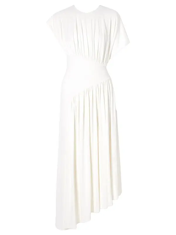 Rabanne Asymmetric Draped Stretch-crepe Midi Dress - Ivory