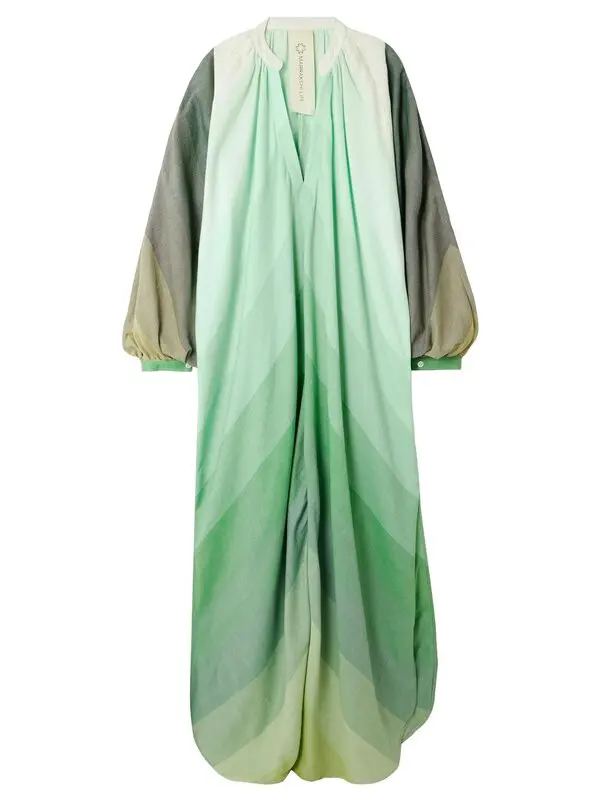 MARRAKSHI LIFE Touareg Striped Cotton-blend Maxi Dress - Green