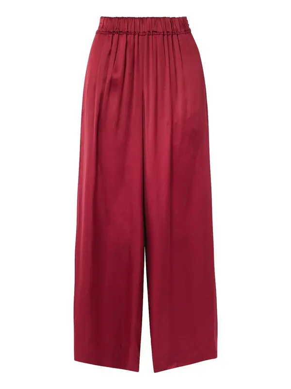 LIBEROWE Palazzo Satin Wide-leg Pants - Pink