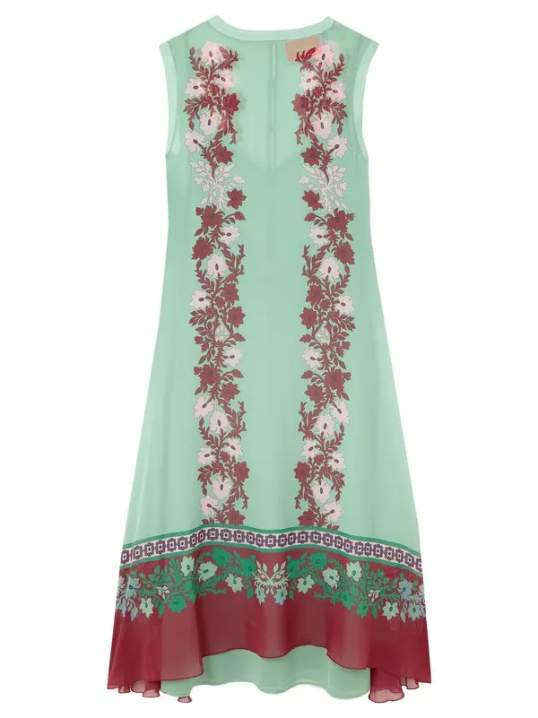 La DoubleJ Maria Printed Silk Midi Dress - Green