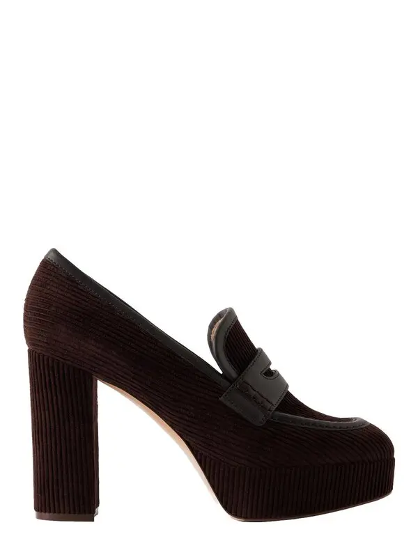 GIANVITO ROSSI Deauville 70 Corduroy Platform Pumps - Brown
