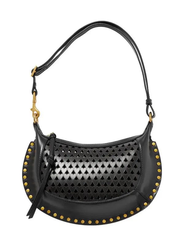 Isabel Marant Oskan Moon Studded Leather Shoulder Bag - Black