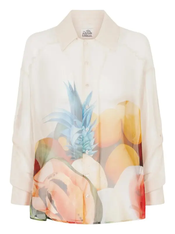 DONDE ESTEBAN Salpicon Printed Silk-chiffon Shirt - White