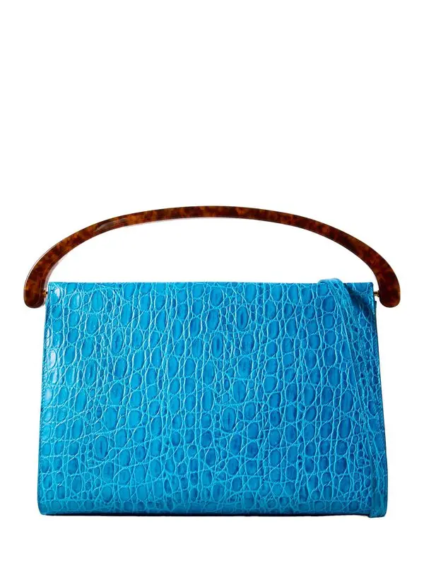 Dries Van Noten Croc-effect Leather Shoulder Bag - Blue
