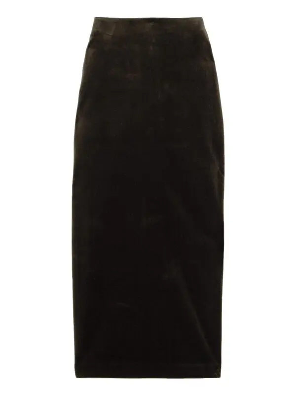 BLAZÉ MILANO Jealousy Sussex Cotton-velvet Midi Skirt - Brown