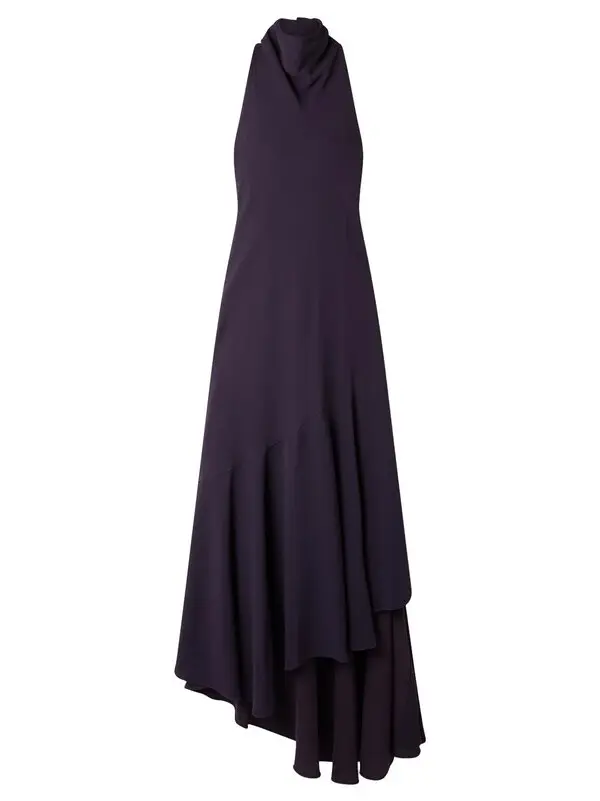 Alaïa Open-back Asymmetric Ribbed Jersey Maxi Dress - Purple