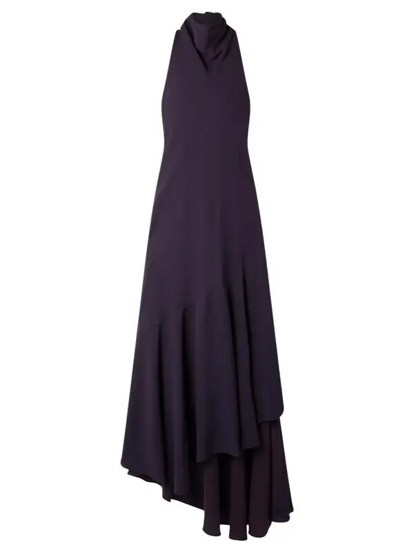 Alaïa Open-back Asymmetric Ribbed Jersey Maxi Dress - Purple