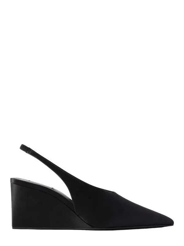 Alaïa Cube 75 Satin Slingback Wedge Pumps - Black