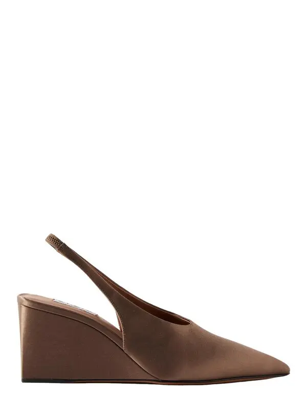 Alaïa Cube 75 Satin Slingback Wedge Pumps - Brown