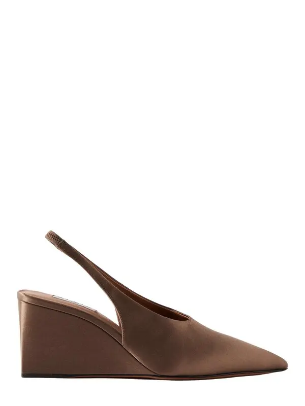 Alaïa Cube 75 Satin Slingback Wedge Pumps - Light Brown