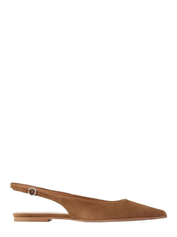 AeydĒ Annora Suede Slingback Flats - Brown