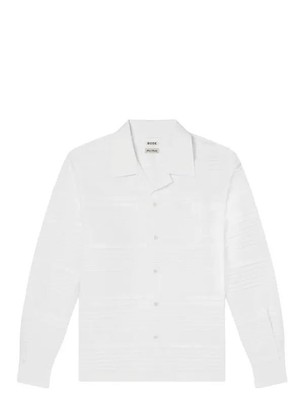 BODE Chamomile Camp-collar Logo-embroidered Cotton-poplin Shirt - White