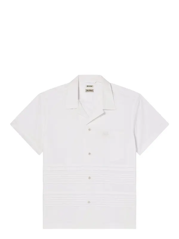 BODE Chamomile Camp-collar Logo-embroidered Cotton-poplin Shirt - White