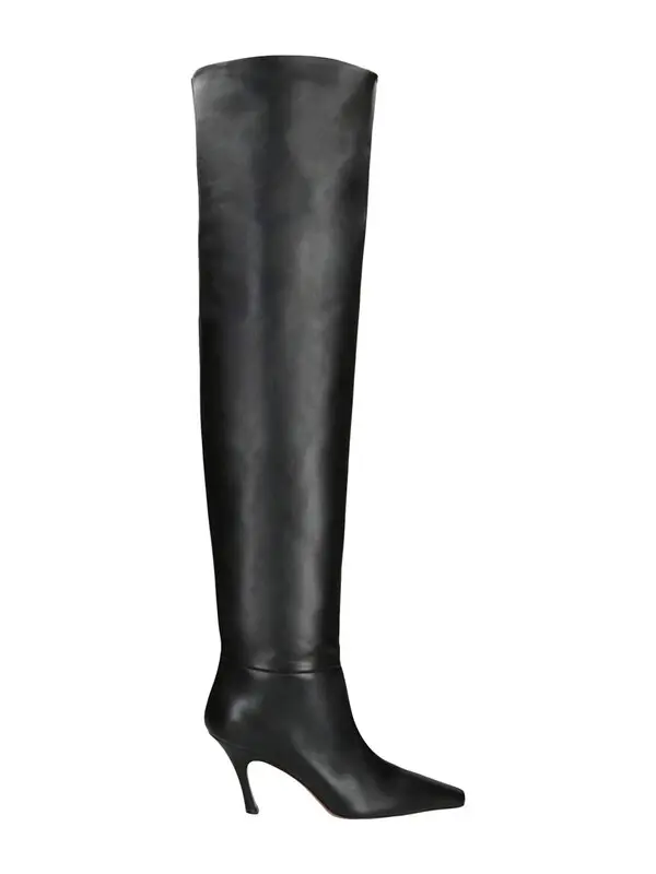 Amina Muaddi Leather Over-the-knee Boots - Black