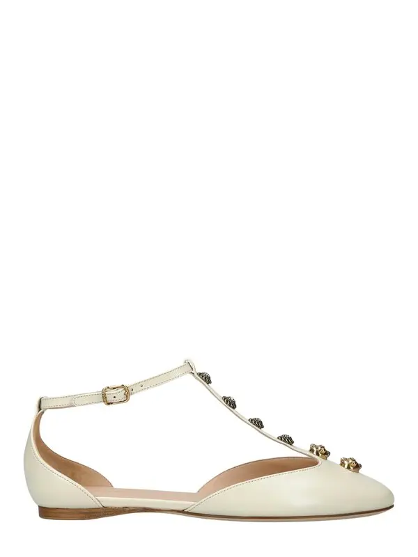 Chloé Embellished T-bar Ballerinas - White