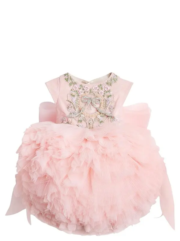 MAISON AVA Embellished Bow Dress - Pink