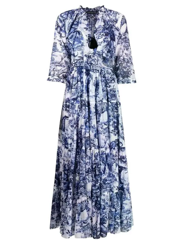 Samantha Sung Embroidered Midi Shift Dress - Blue