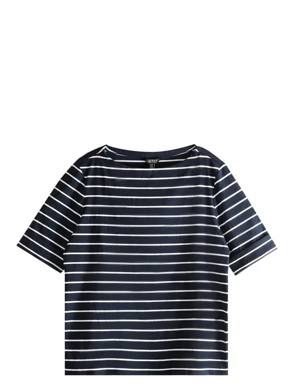 Polo Ralph Lauren Stripe Elbow Sleeve Knit Top - Blue