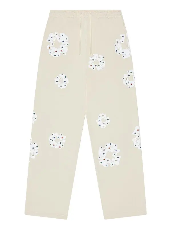 DENIM TEARS Rhinestone Cotton Wreath Sweatpants - Cream
