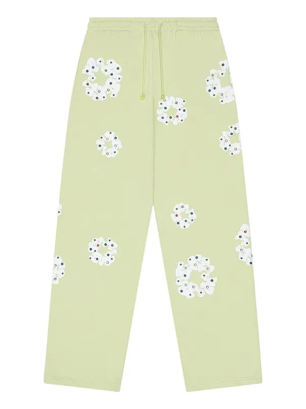 DENIM TEARS Rhinestone Cotton Wreath Sweatpants - Green