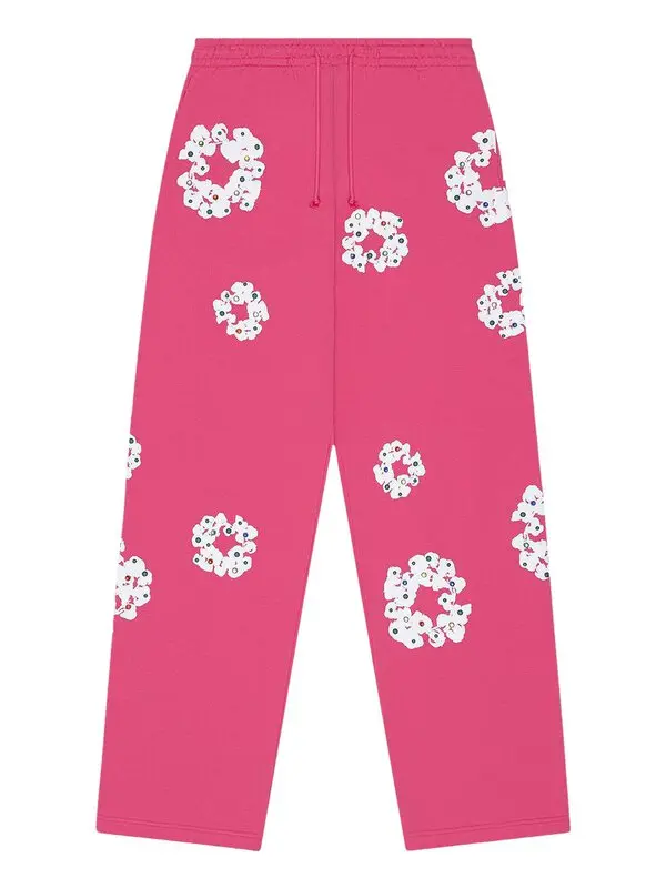 DENIM TEARS Rhinestone Cotton Wreath Sweatpants - Pink