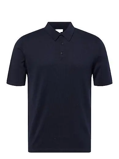 Sunspel Sun Sea Island Short-sleeve Knitted Cotton Polo Shirt - Light Navy