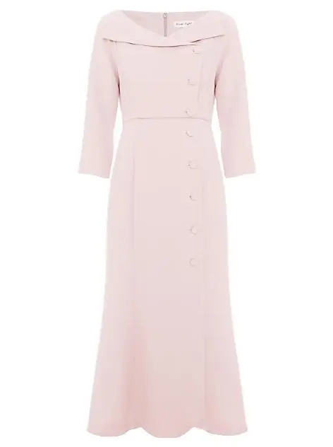 PHASE EIGHT Sienna V-neck Tuxedo Woven Midi Dress - Pale Pink
