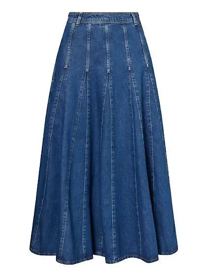 ME+EM Paneled Denim Maxi Skirt - Mid Blue Wash