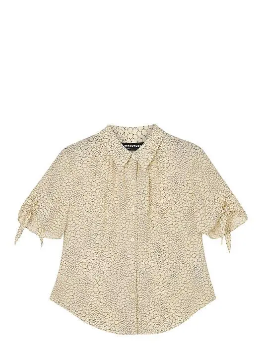 Whistles Patterned Tie-sleeve Woven Shirt - Cream