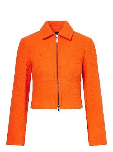 ME+EM Bouclé Wool-blend Cropped Jacket - Vivid Orange