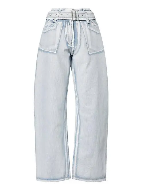 Acne Studios Page Belted Denim Jeans - Blue White