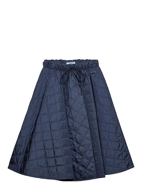 Prada Re-nylon Quilted Woven Midi Skirt - Blue