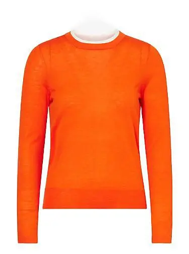 ME+EM Contrast-trim Merino Wool-blend Jumper - Vivid Orange/soft Wh