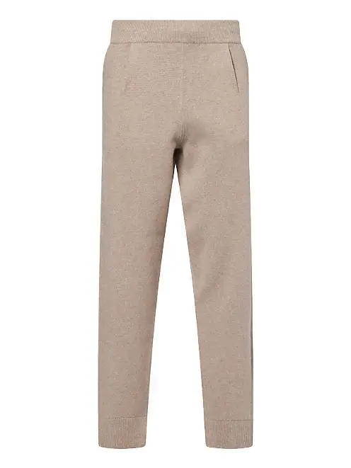 Dunhill Pleated Tapered-leg Cotton And Cashmere Jogging Bottoms - Mid Natural