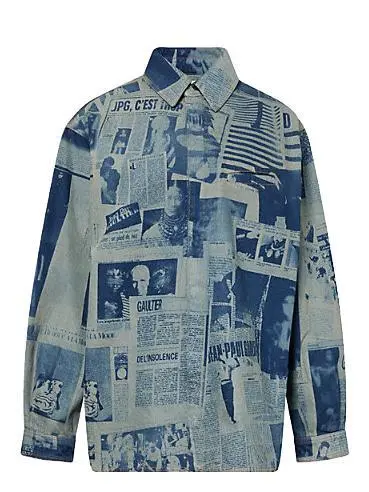 Jean Paul Gaultier Newspaper Print Denim Shirt - Indigo Beige