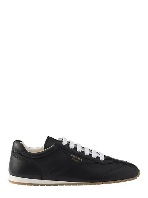 Prada Branded Leather Trainers - Black