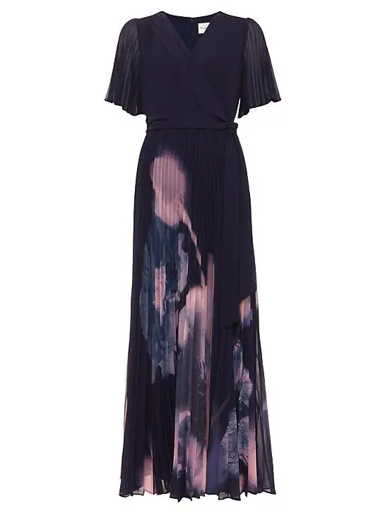 PHASE EIGHT Petite Abigail Floral-print Woven Maxi Dress - Navy