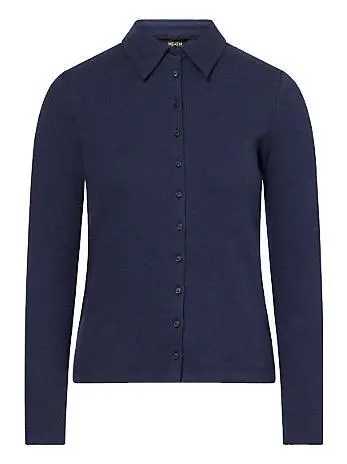 ME+EM Ultimate Rib Collared Stretch-cotton Shirt - Navy Melange