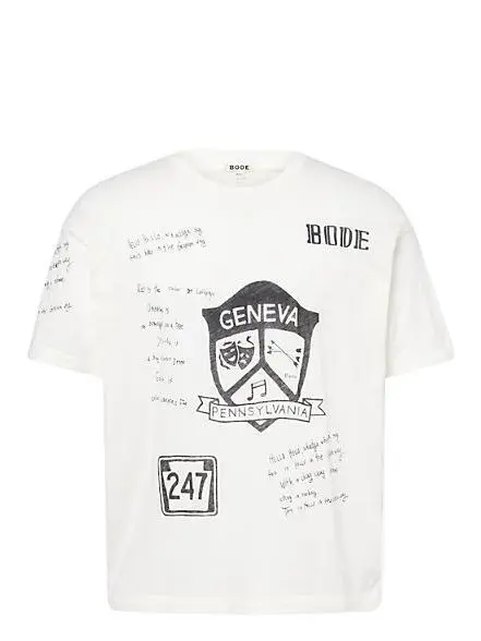 BODE Camp Crest Graphic-print Cotton T-shirt - Cream