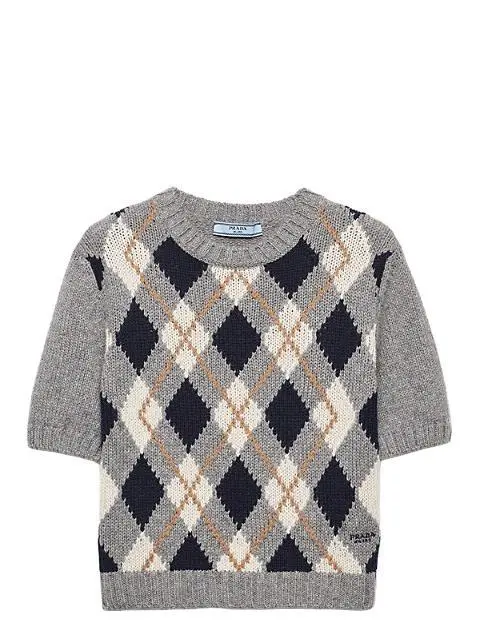 Prada Argyle Knit Cashmere Jumper - Grey