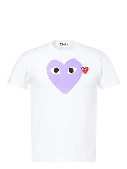 Play Comme Des Garcon Heart-print Cotton-jersey T-shirt - Purple